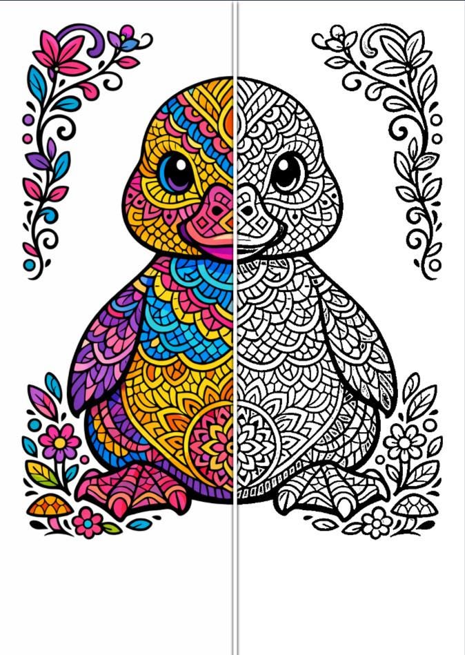 Ornamental Duck Coloring Page, Zentangle Mandala Duck for Kids and ...
