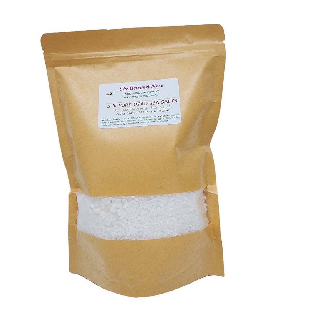 2 Lb DEAD SEA SALTS Fine Course Epsom Gift Bag & Bow Israel Pure Salt ...