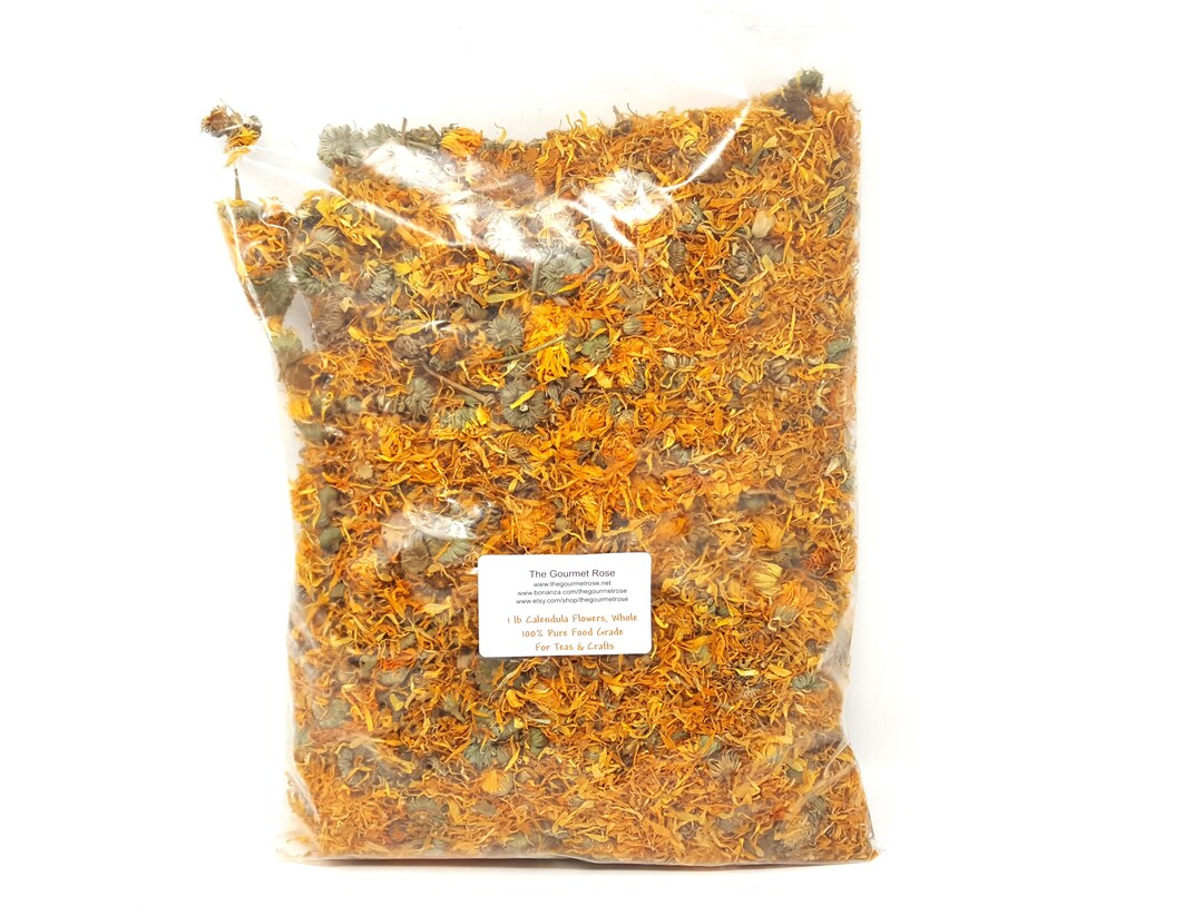 1 Lb CALENDULA ORANGE WHOLE Flowers Dried Petals Only Tea Pot Marigold ...