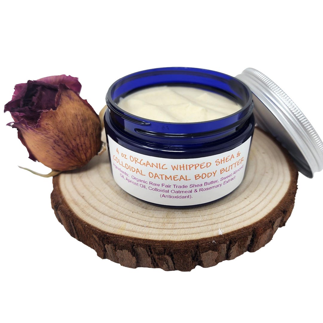 4 Oz ORGANIC BODY BUTTER Shea Colloidal Oatmeal Whipped Cream Unscented ...