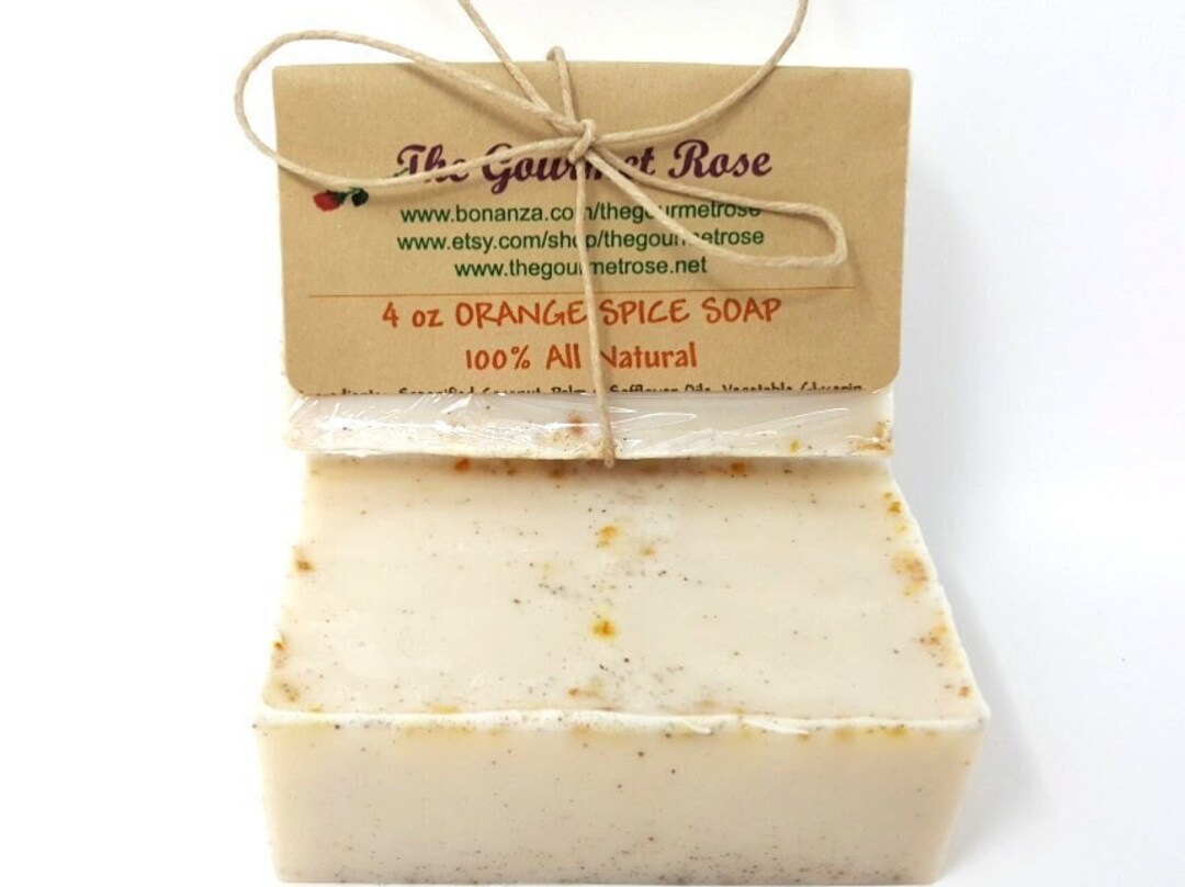 4 Oz ORANGE SPICE SOAP Organic Citrus Peel Raw Shea Butter 100% All ...