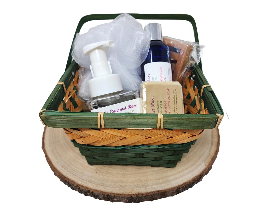 NATURAL BATH GIFT Basket Set Liquid Foaming Hand Wash Cold Glycerin Bar ...