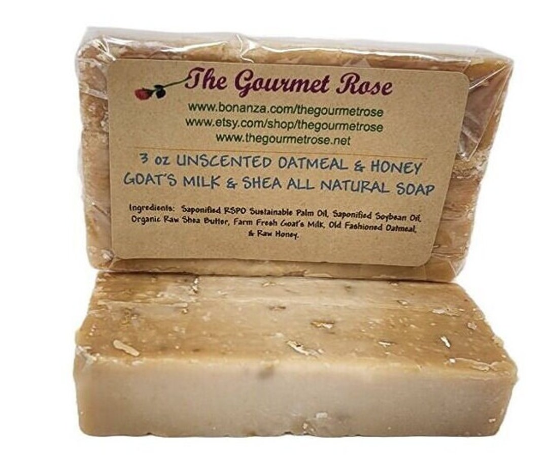 3 Oz UNSCENTED OATMEAL & HONEY Goat's Milk Shea Butter Soap Goats 100% ...