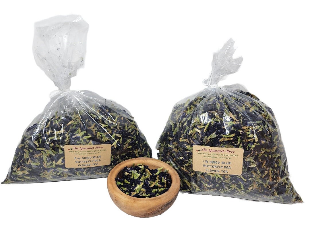 1 Lb ORGANIC BUTTERFLY PEA Blue Tea Flower Whole Petal Dried Dry Wild ...