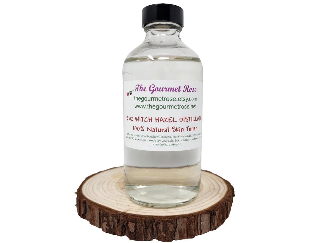 8 Oz WITCH HAZEL TONER Glass Bottle Distillate Herbal Water Hamamelis ...