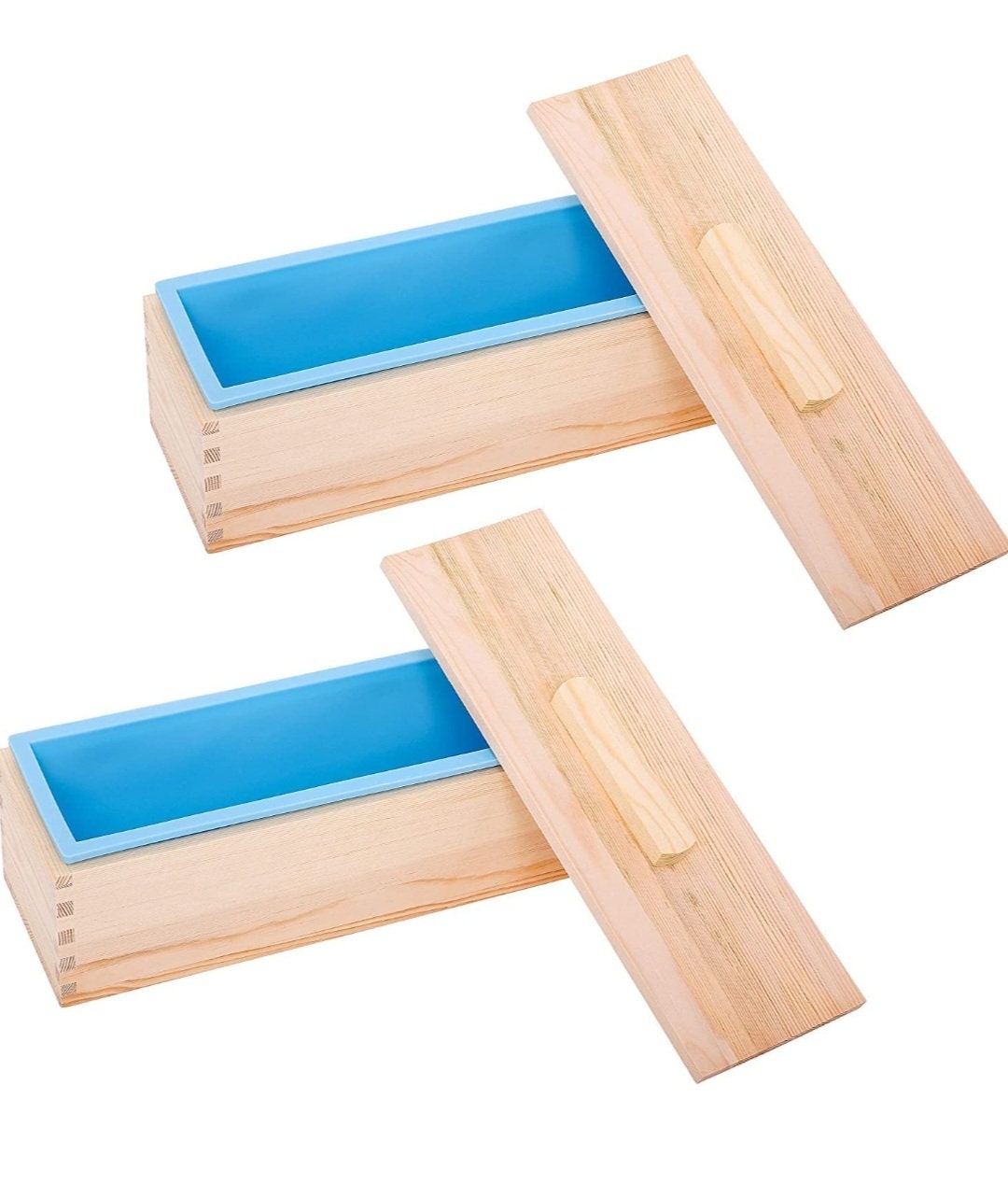 WOODEN MOLD & LID Soap Making and Melt Pour Silicone Set Kit Wood Box ...