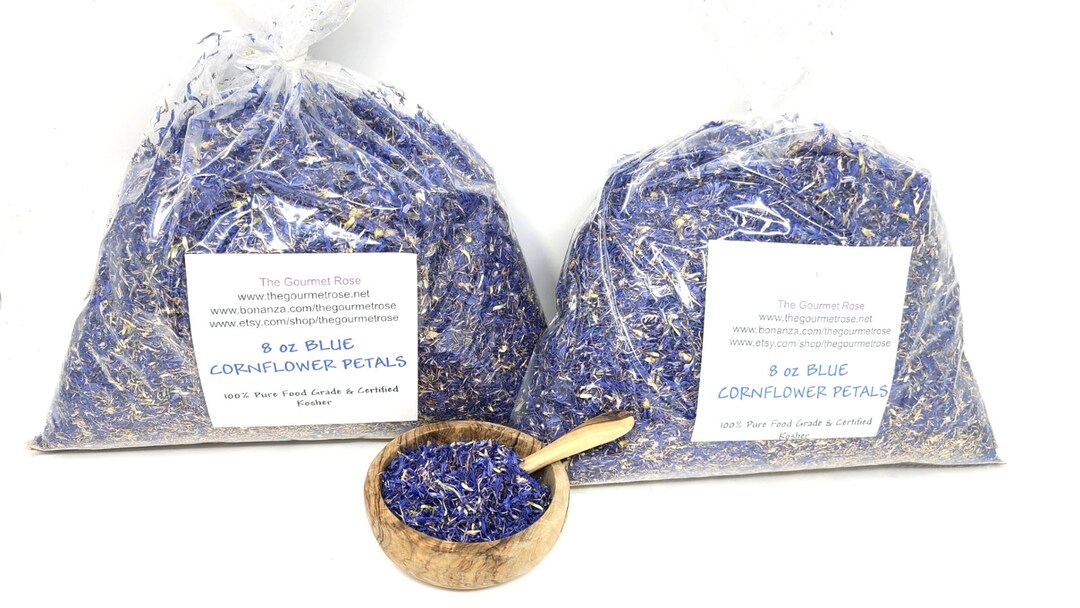1 Lb ORGANIC BLUE CORNFLOWER Petals Only Tea Certified Kosher Dried Dry ...