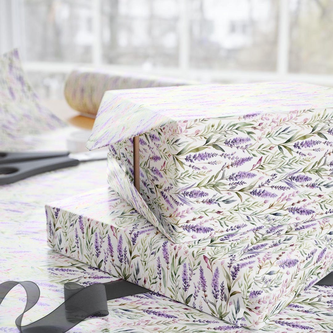 Lavender Botanical Wrapping Paper, Nature-inspired Gift Wrap, Wedding ...