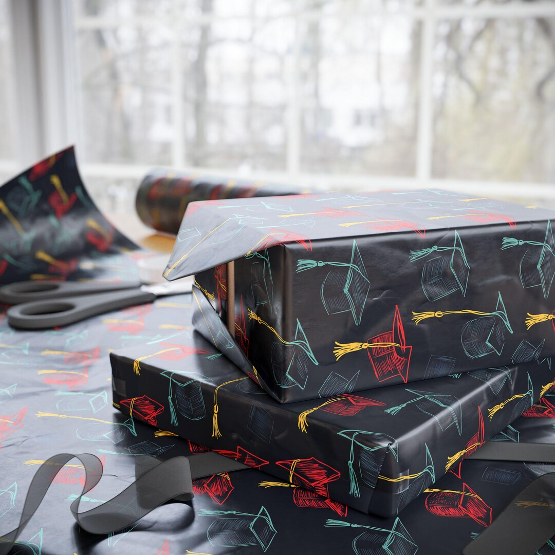 Chalkboard Graduation Cap Wrapping Paper: Modern Grad Gift Wrap - Etsy