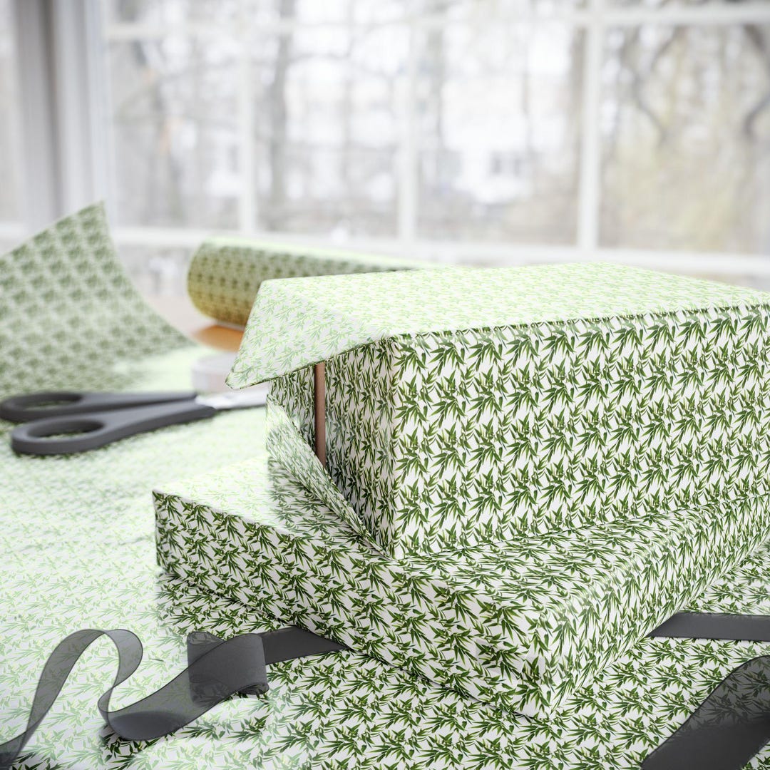 Botanical Green Leaf Wrapping Paper: Eco-friendly Gift Wrap - Etsy