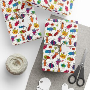 Colorful Bug Wrapping Paper, Cute Cartoon Insect Gift Wrap, Fun Kids ...