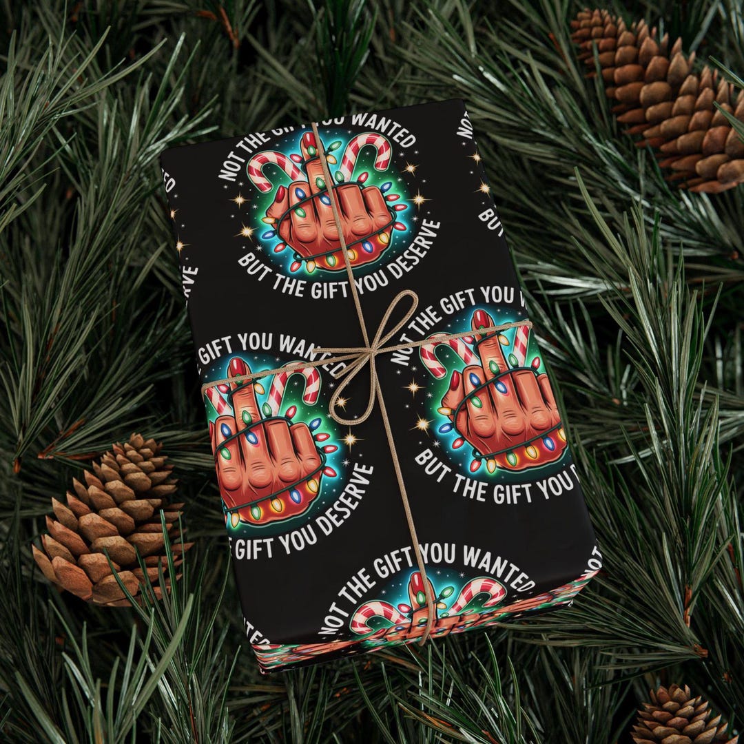 Funny Middle Finger Wrapping Paper, Rude Christmas Gift Wrap, Naughty ...