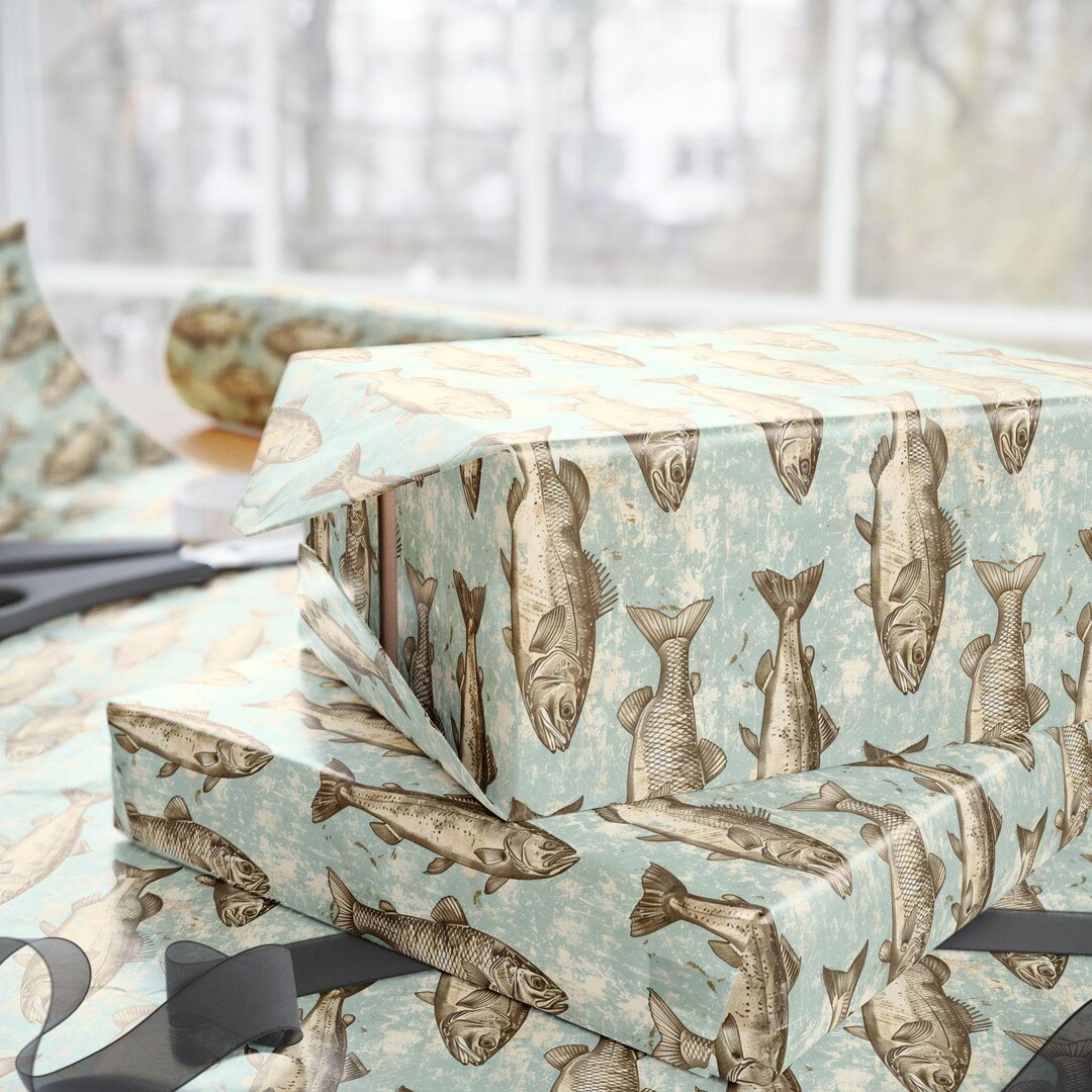 Vintage Fishing Wrapping Paper: Nautical Fisherman Gift Wrap - Etsy