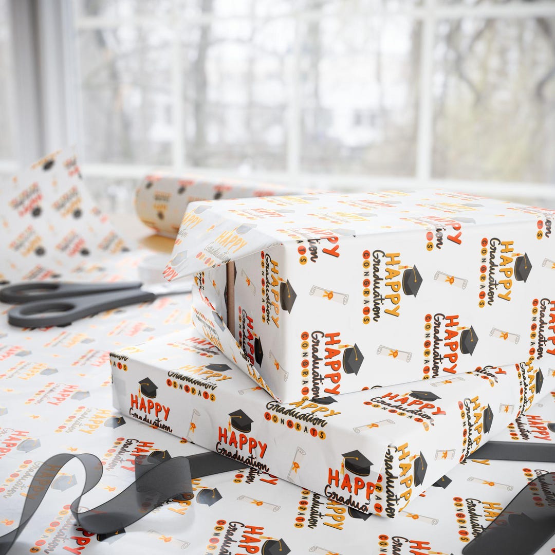 Graduation Cap Wrapping Paper: Congrats Grad Party Gift Wrap - Etsy