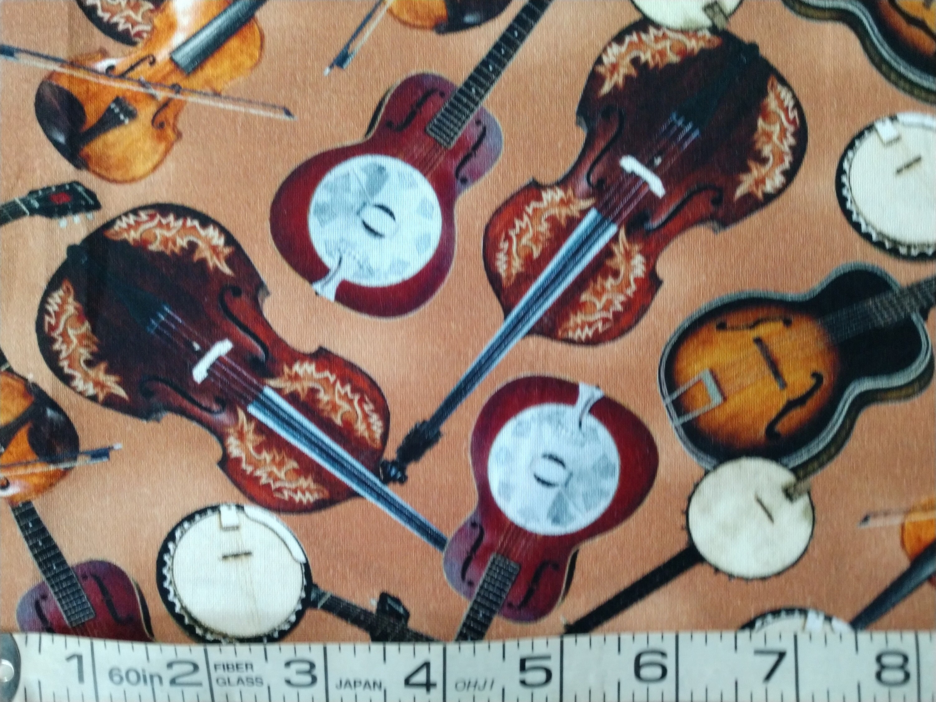 Music - Guitar/violin/fiddle/banjo/bass Quilt Fabric by the Half Yard ...