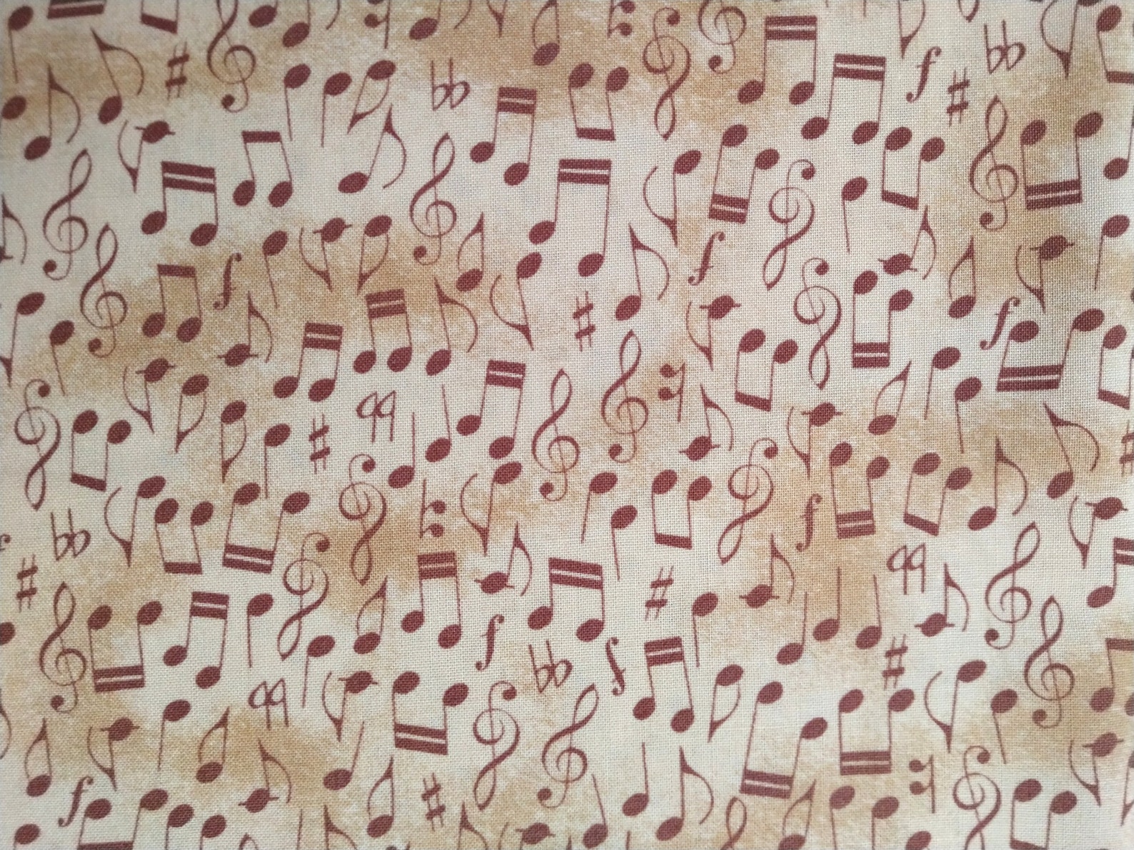 Music - Brown Tossed Notes on Tan Quilt Fabric by the Half Yard - Etsy