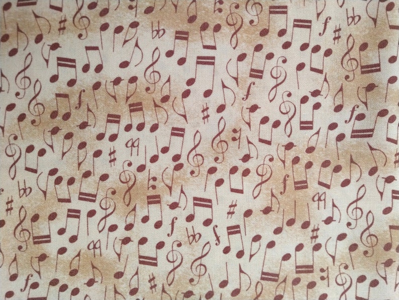 Music - Brown Tossed Notes on Tan Quilt Fabric by the Half Yard - Etsy