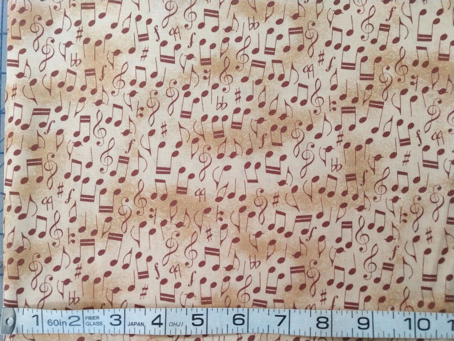 Music - Brown Tossed Notes on Tan Quilt Fabric by the Half Yard - Etsy
