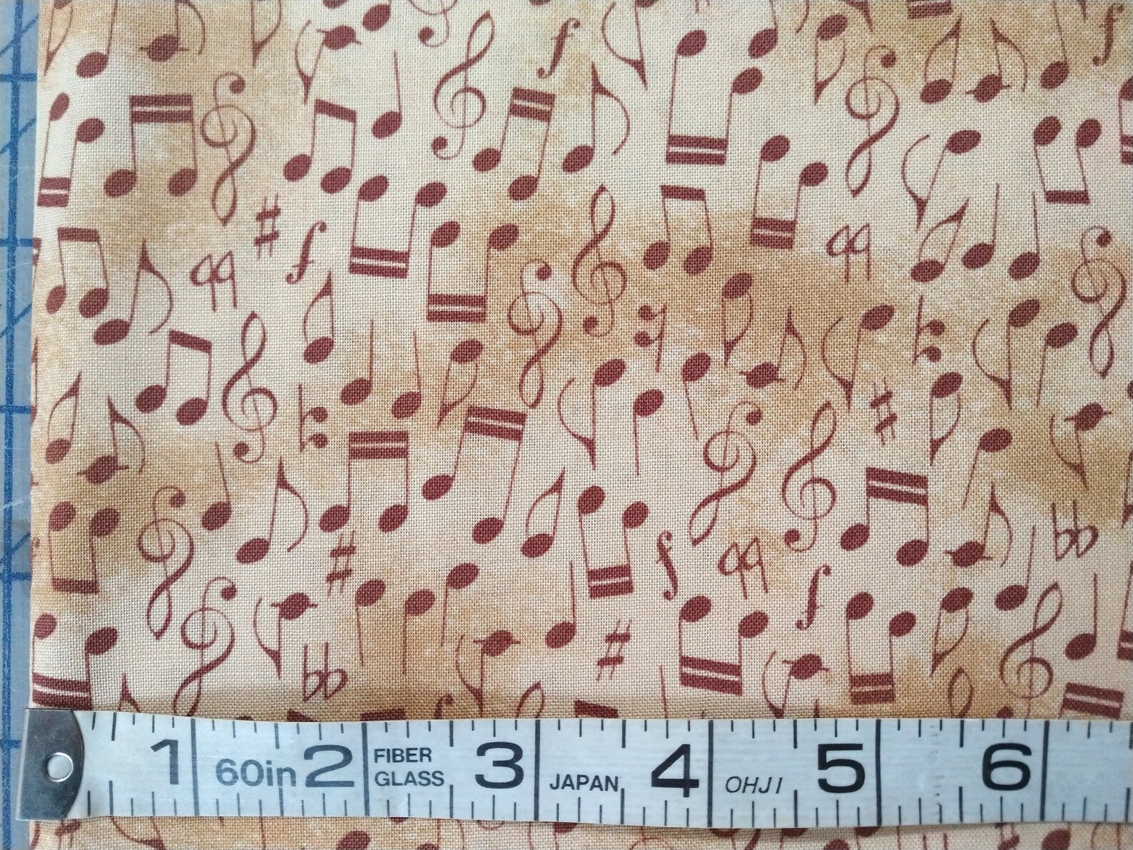 Music - Brown Tossed Notes on Tan Quilt Fabric by the Half Yard - Etsy