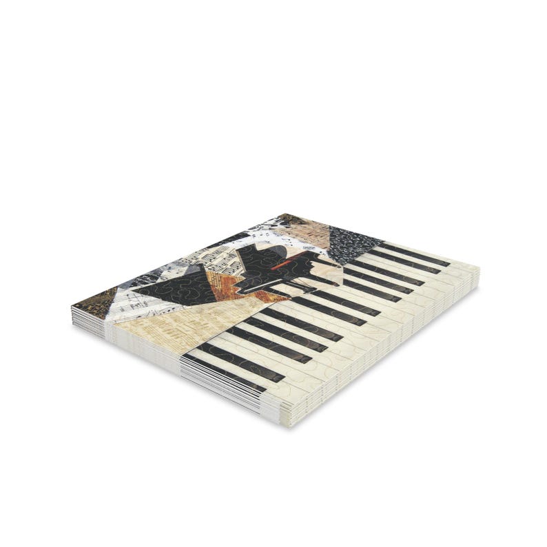 Black Grand Piano With Keyboard Design Greeting Cards, Music Theme, Set ...