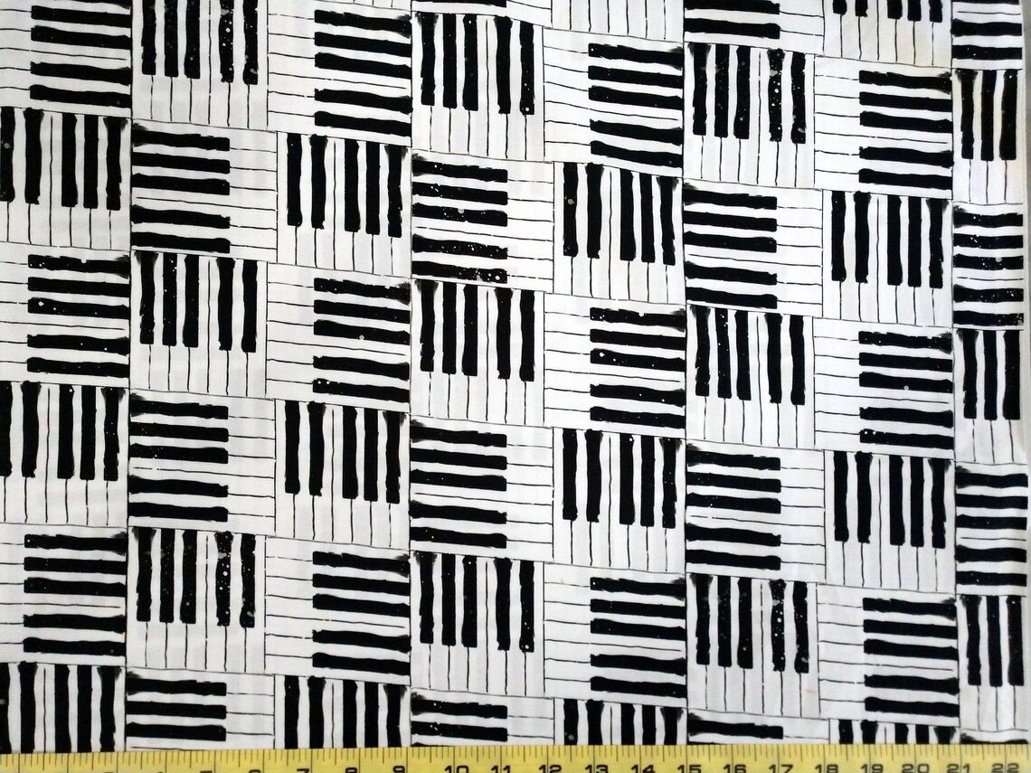 Music Piano Keys Black on White Quilt Fabric by the Half Yard - Etsy