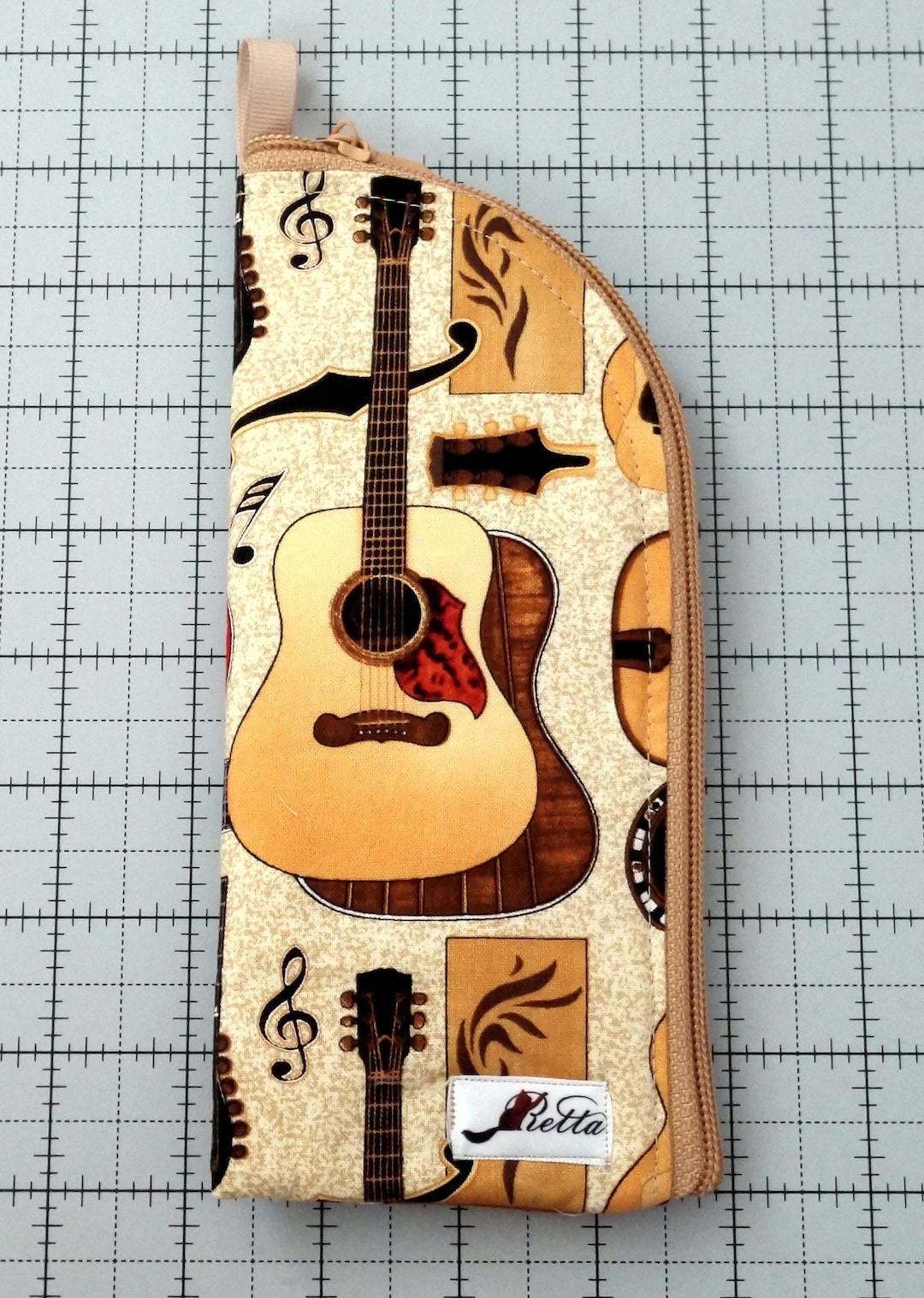 Music Themed Soft Eyeglass Case W/ Side Zipper - Guitars -for ...