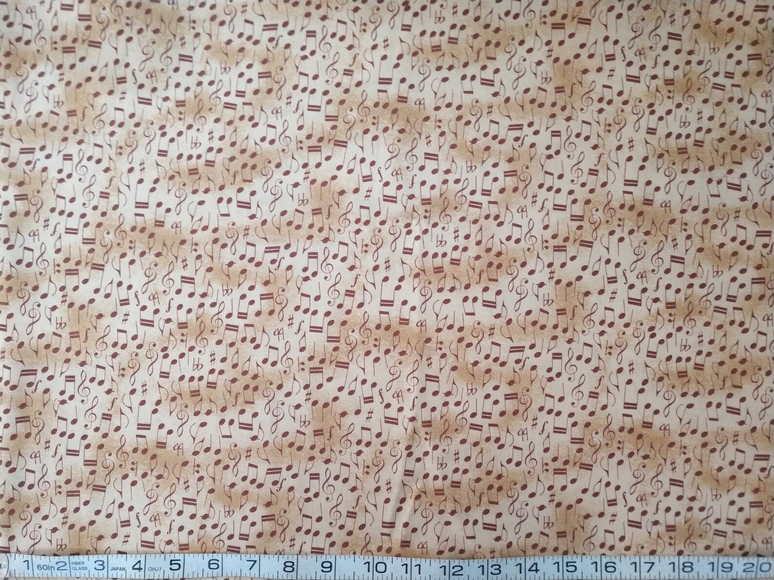 Music - Brown Tossed Notes on Tan Quilt Fabric by the Half Yard - Etsy