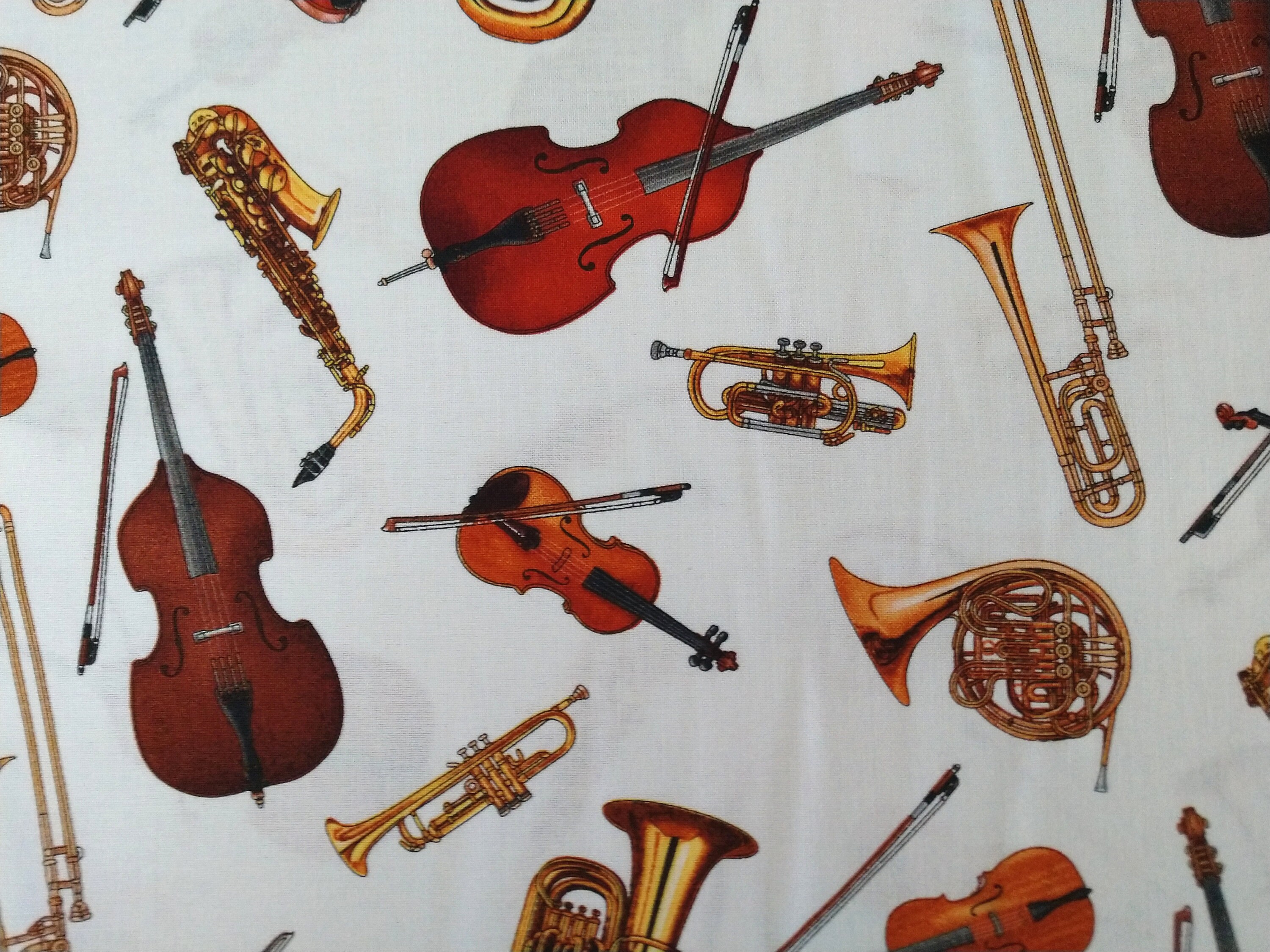 Music - Musical Instruments Tossed on White Cotton Quilt Fabric - Etsy