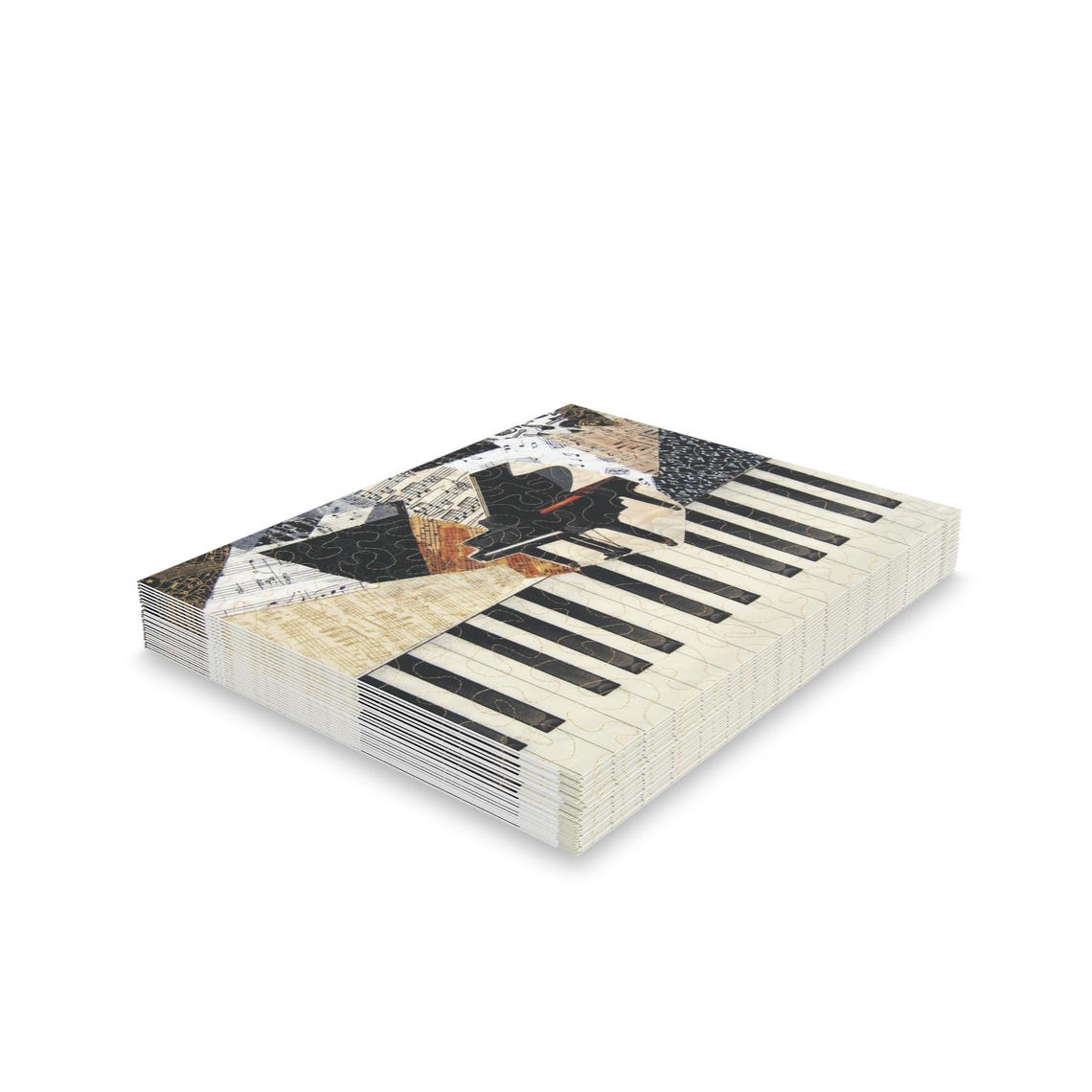 Black Grand Piano With Keyboard Design Greeting Cards, Music Theme, Set ...