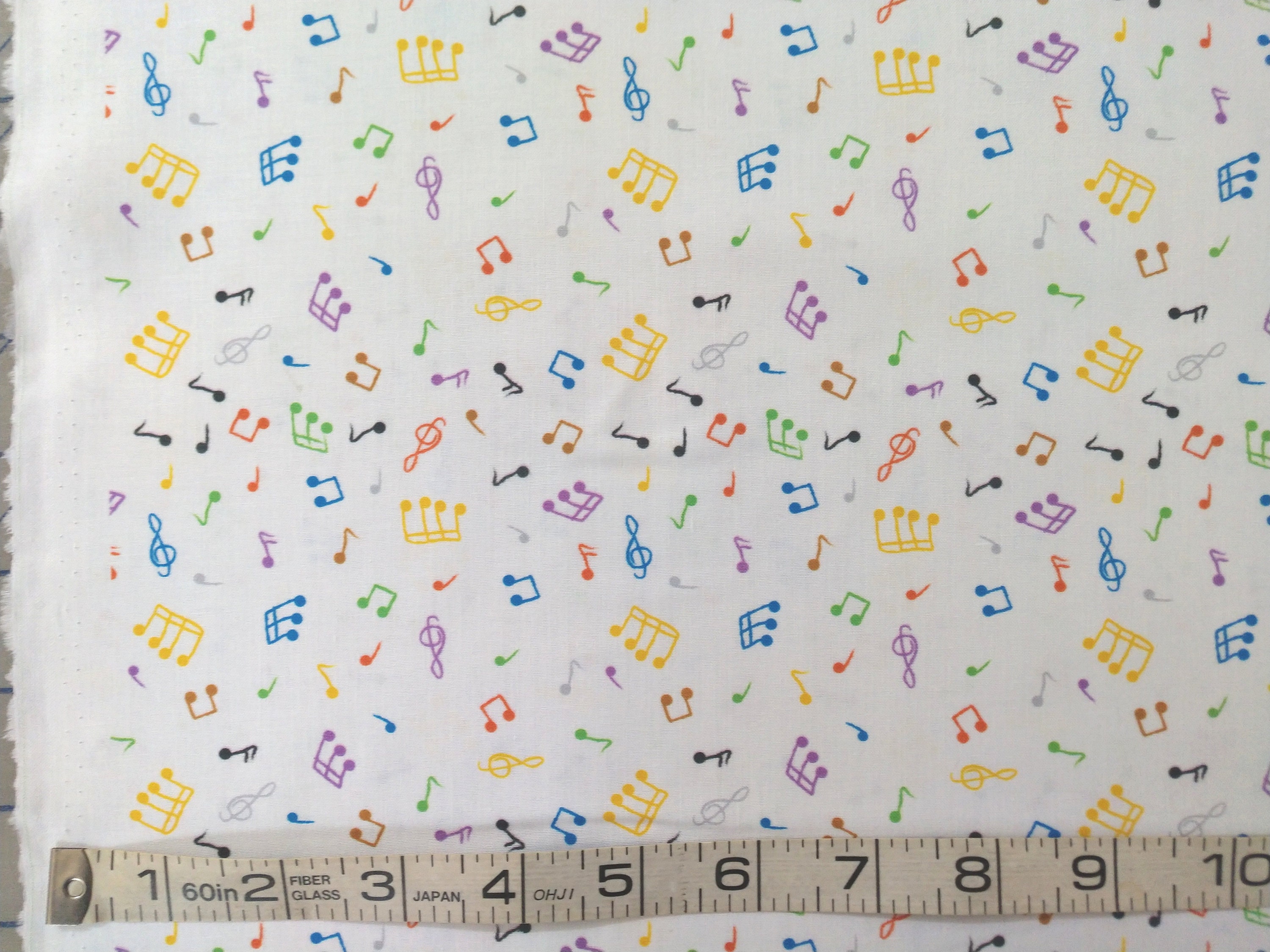 Music - Colorful Tossed Notes on White Cotton Quilt Fabric - Etsy