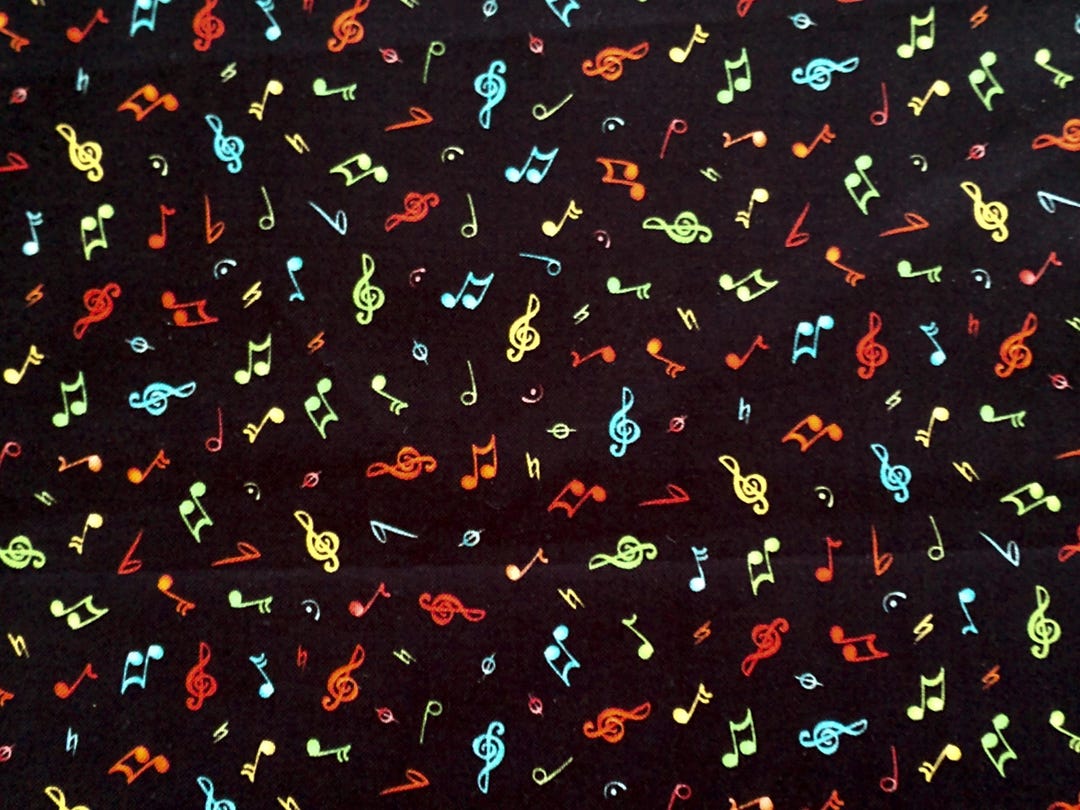 Music-colorful Music Notes and Treble Clefs Tossed on a Black ...