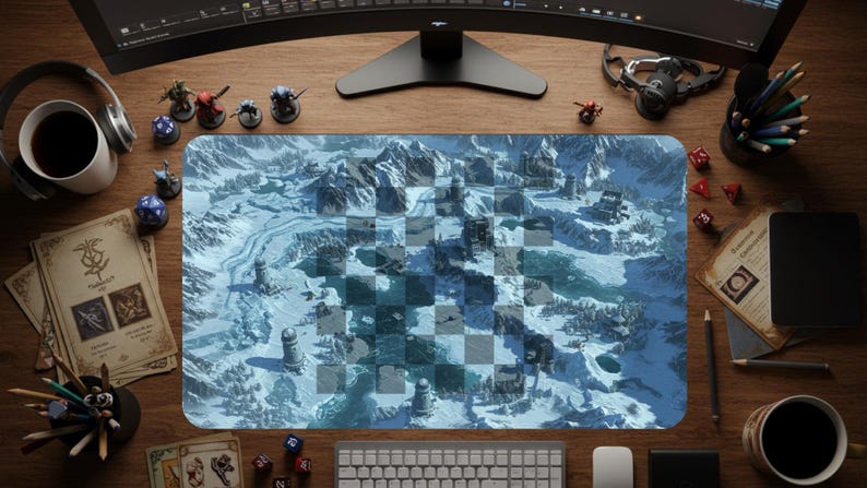 Tundra Dnd Map and Chess Board Mouse Pad, Premium Desk Mat, Multi-use ...
