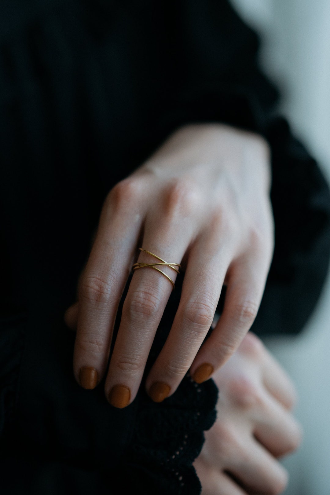 18k Gold Filled Simple Dainty Band Ring - Anxiety Band Ring - Water ...