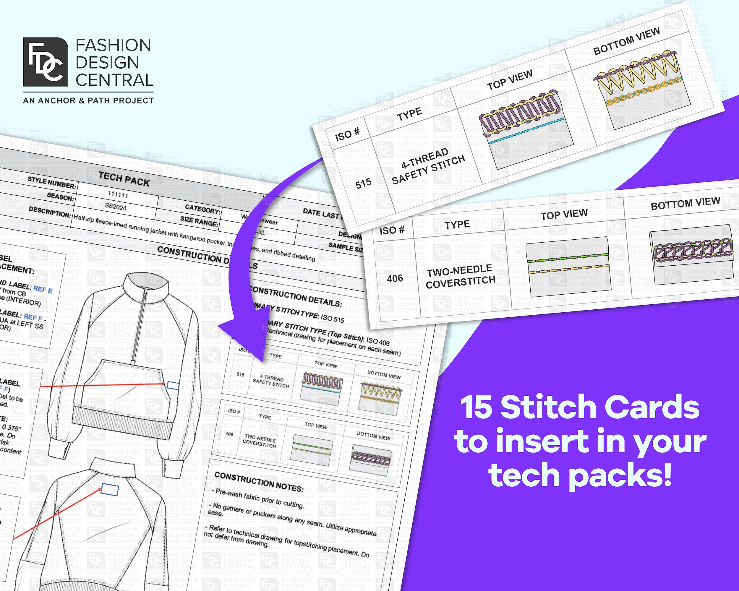 22 Professional Stitch BRUSHES & 15 Technical Stitch Drawings for ADOBE ...