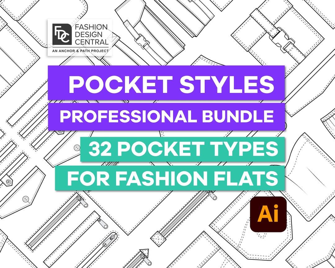 Professional POCKET Bundle | 32 Pocket Styles for Technical Drawings ...