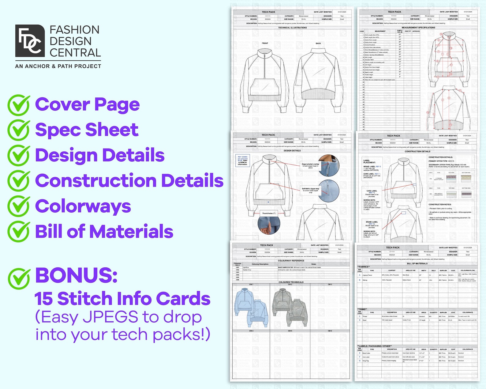 Professional Fashion TECH PACK Template | EXCEL Template for Fashion ...
