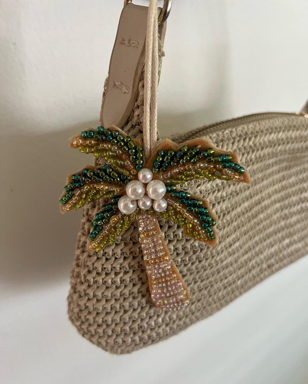 Beaded Palm Tree Bag Charm | Tropical Purse Accessory | Coastal ...