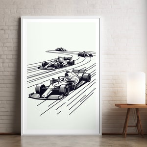 Vintage Minimalist Formula One Poster Retro Racing Car Wall Art Classic ...