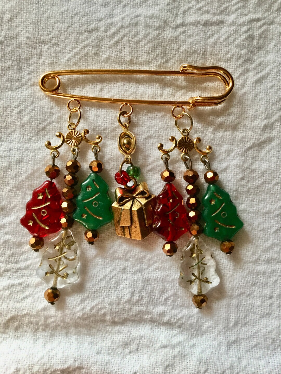 Six Christmas Trees Beaded Kilt Pin - Etsy