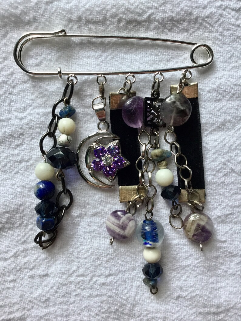 Blue Purple Silver Jumble Beaded Kilt Pin - Etsy