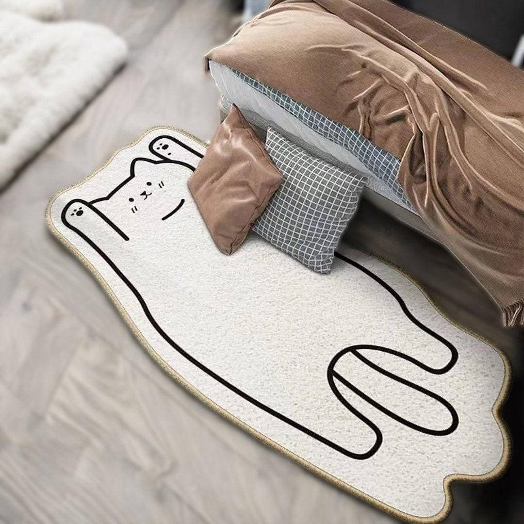 Handmade Adorable Flat Cat Rug, Custom Soft Tufted Cat Mat, Unique ...