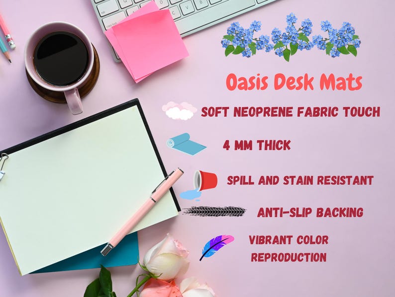 Minimalist Mountain Desk Mat, Pink and Purple Sky Mouse Pad, Simple ...