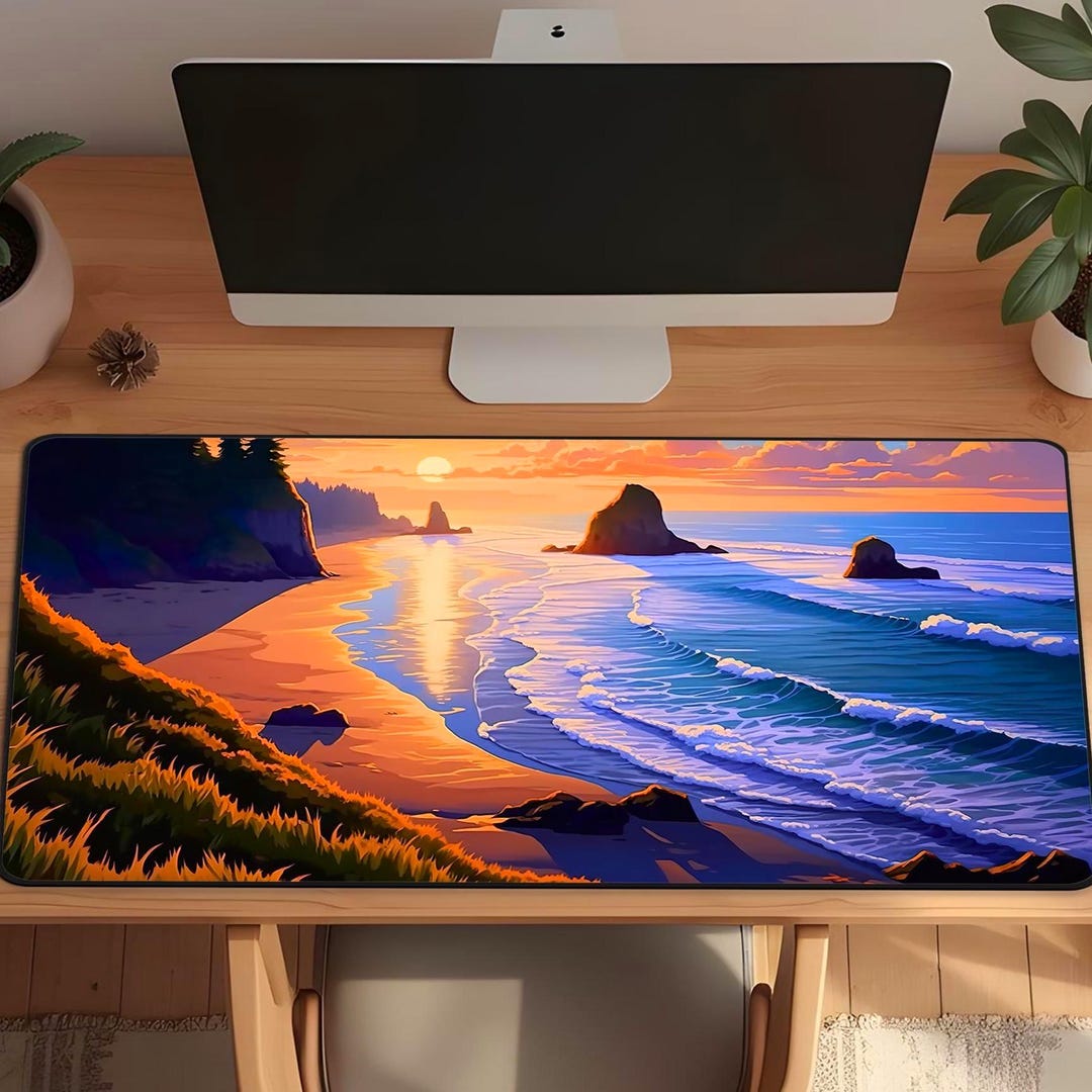 Oregon Coast Desk Mat, Pacific Northwest Landscape Mouse Pad, Coastal ...