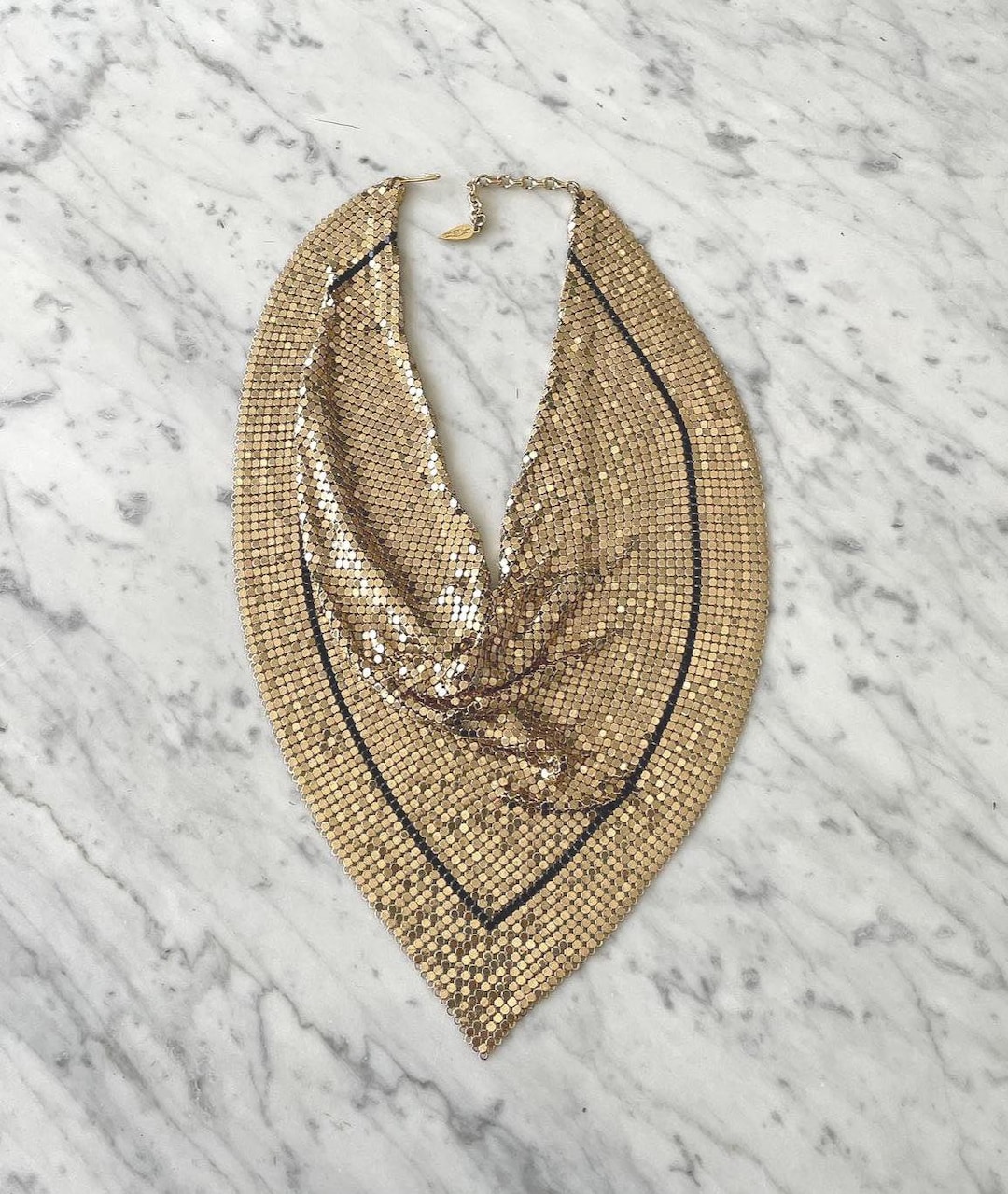 Extra Large Vintage Gold Mesh Bib Scarf Necklace by Whiting & Davis - Etsy