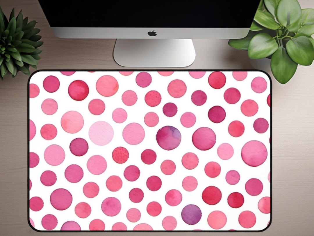 Pink Desk Mat Pink Circles Desk Pad Cute Desk Mat Cute Decor Desk ...