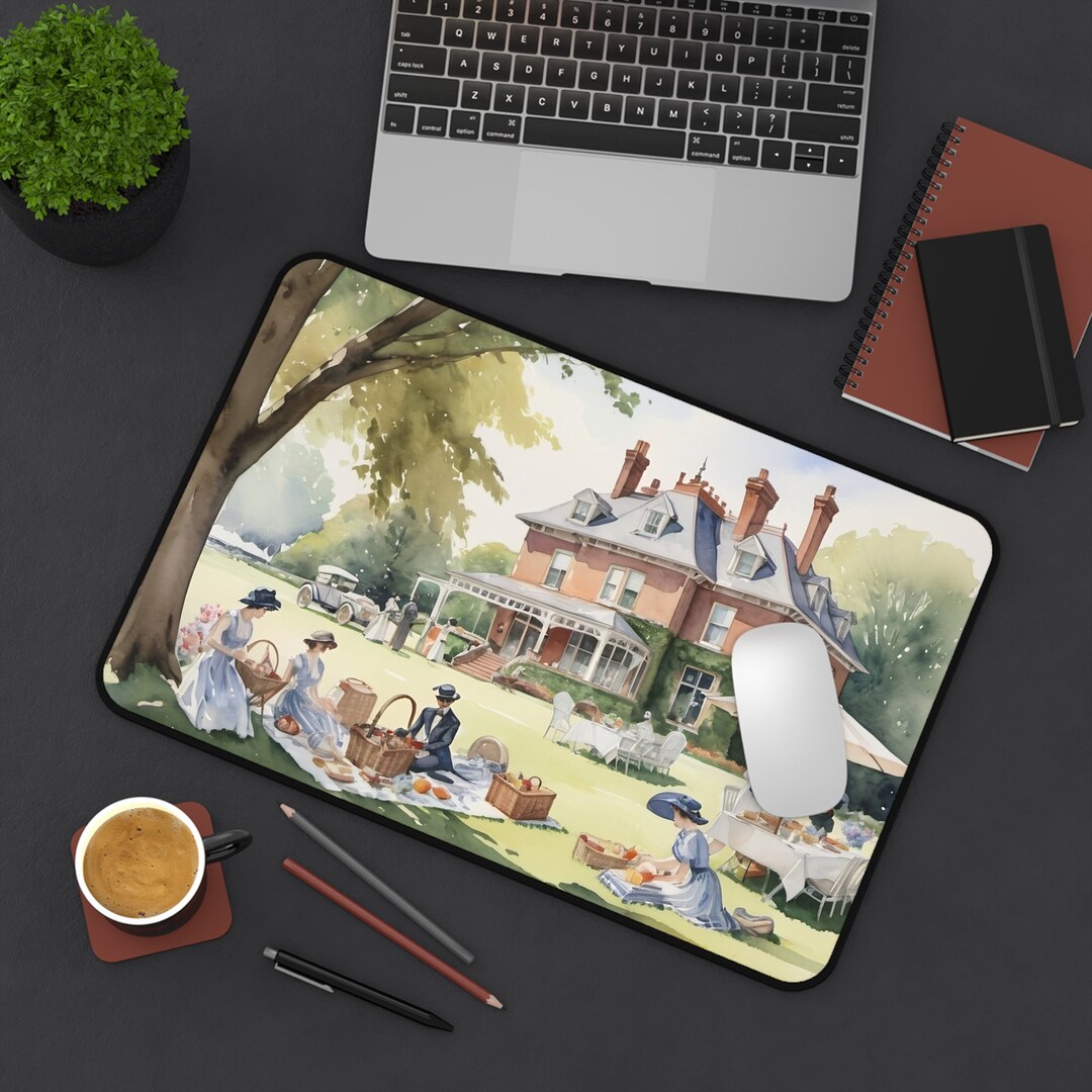 Watercolor Edwardian Picnic Desk Mat Desk Pad Keyboard Pad Mouse Mat ...