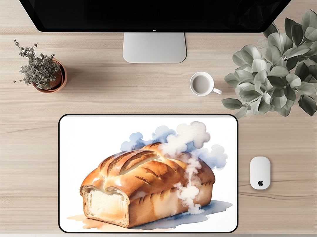 Watercolor Desk Mat Desk Pad Keyboard Pad and Mouse Mat Loaf of Bread ...