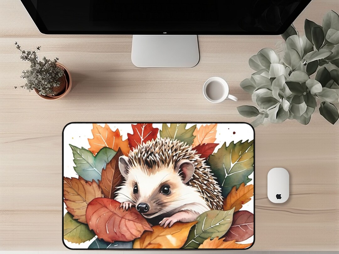 Tiny Hedgehog Desk Mat Desk Pad Keyboard Pad Mouse Mat With Watercolor ...