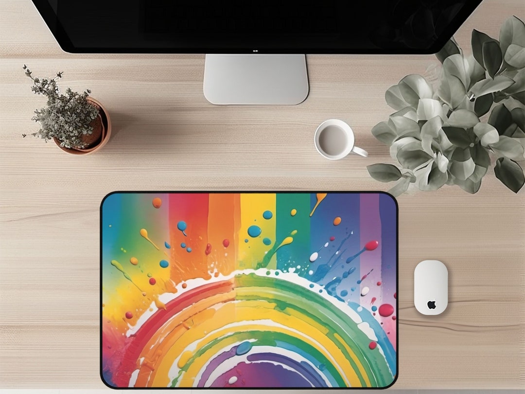 Rainbow Desk Mat Desk Pad Keyboard Pad Mouse Mat Energetic Color ...