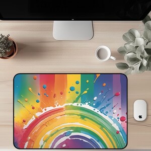 Rainbow Desk Mat Desk Pad Keyboard Pad Mouse Mat Energetic Color ...